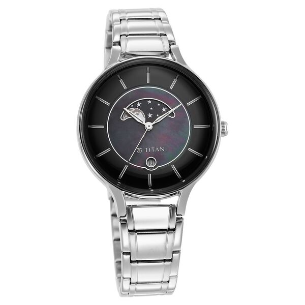 Buy Online Titan Premium Workwear Black Dial Analog with Date Stainless ...