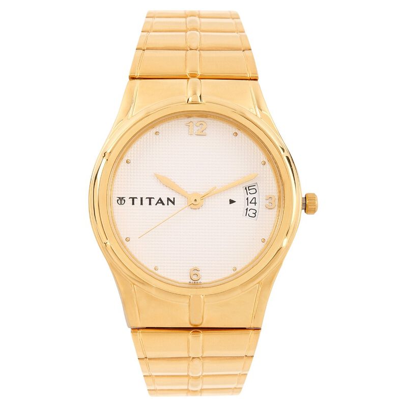 Buy Online Titan Quartz Analog with Date White Dial Metal Strap Watch ...