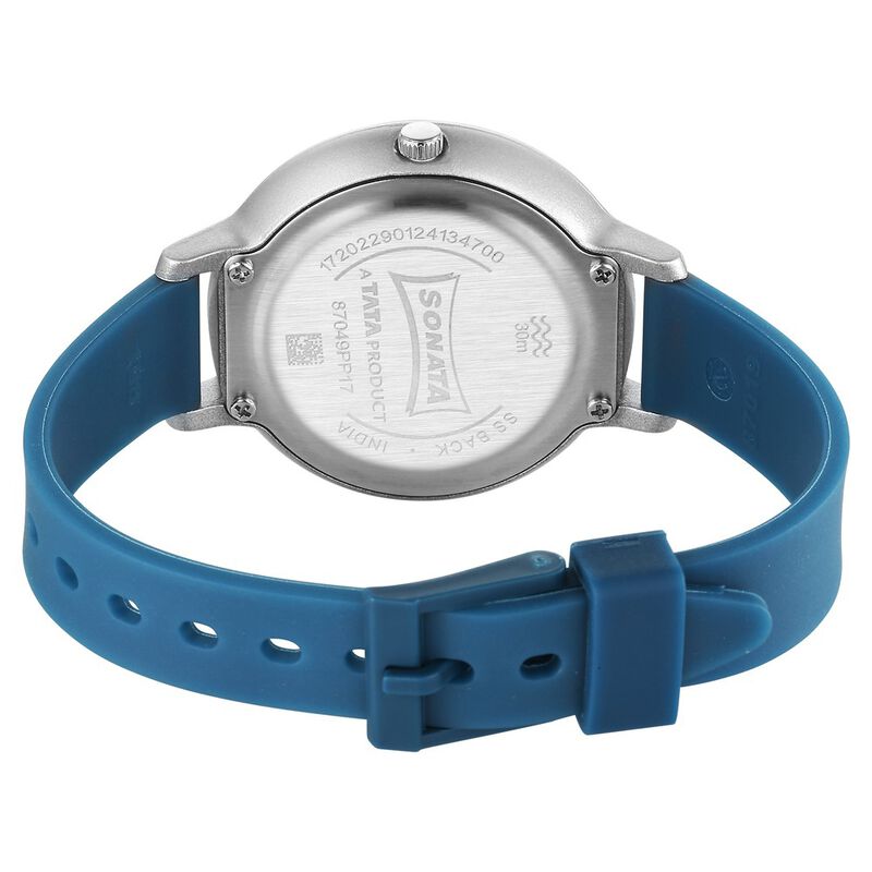 Buy Online Sonata Splash Quartz Analog Blue Dial Plastic Strap Watch ...