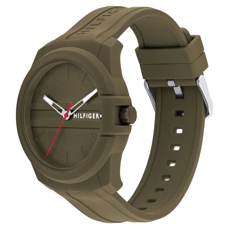 Buy Online Tommy Hilfiger Quartz Analog Green Silicone Strap for Men ...