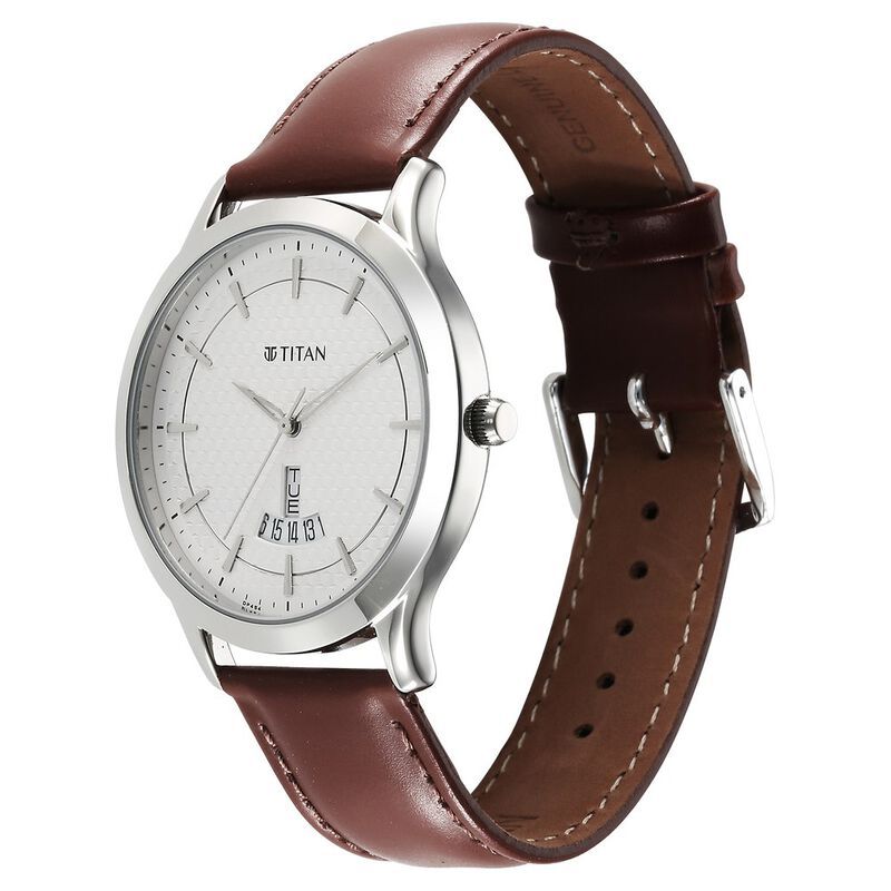 Buy Online Titan Karishma Quartz Analog Silver Dial Leather Strap Watch ...