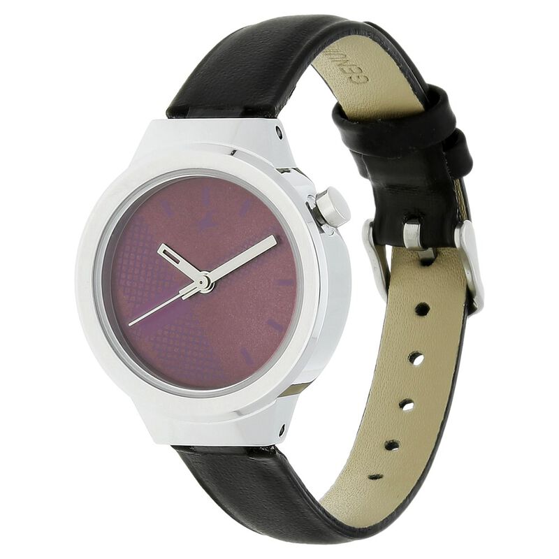 Buy Online Fastrack Quartz Analog Purple Dial Leather Strap Watch for ...