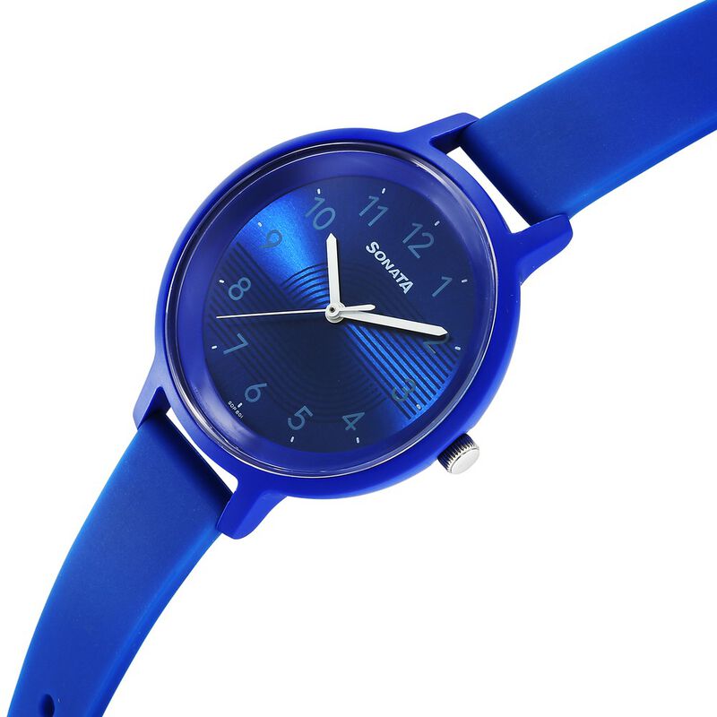 Buy Online Sonata Splash Quartz Analog Blue Dial Plastic Strap Watch ...