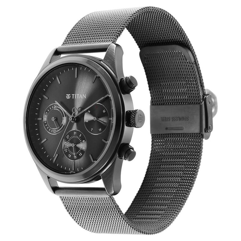 Buy Online Titan Quartz Analog Anthracite Dial Stainless Steel Strap ...