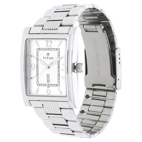 Buy Online Titan Quartz Analog with Day and Date Silver Dial Stainless ...