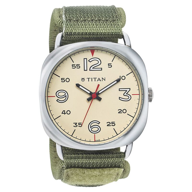 Buy Online Titan Analog Off White Dial Quartz Fabric Strap watch for ...