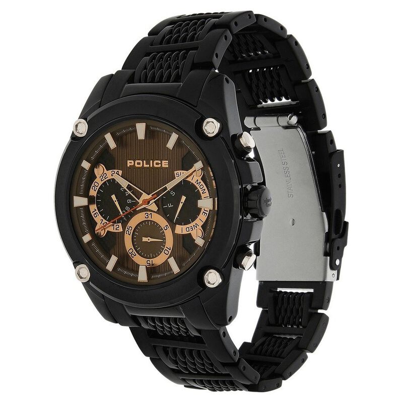Buy Online Police Quartz Chronograph Brown Dial Metal Strap Watch for ...