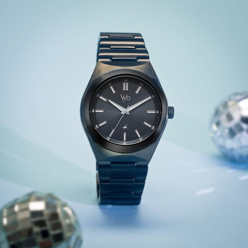 Buy Online Vyb Arcane By Fastrack Quartz Analog Black Dial Metal Strap ...