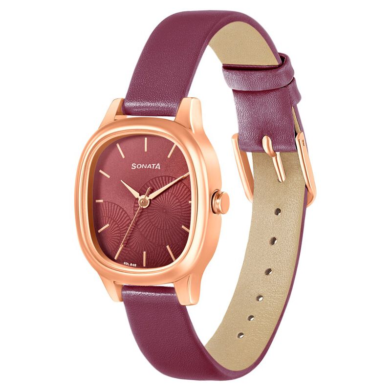 Buy Online Sonata Linnea Maroon Dial Women Watch With Leather Strap ...