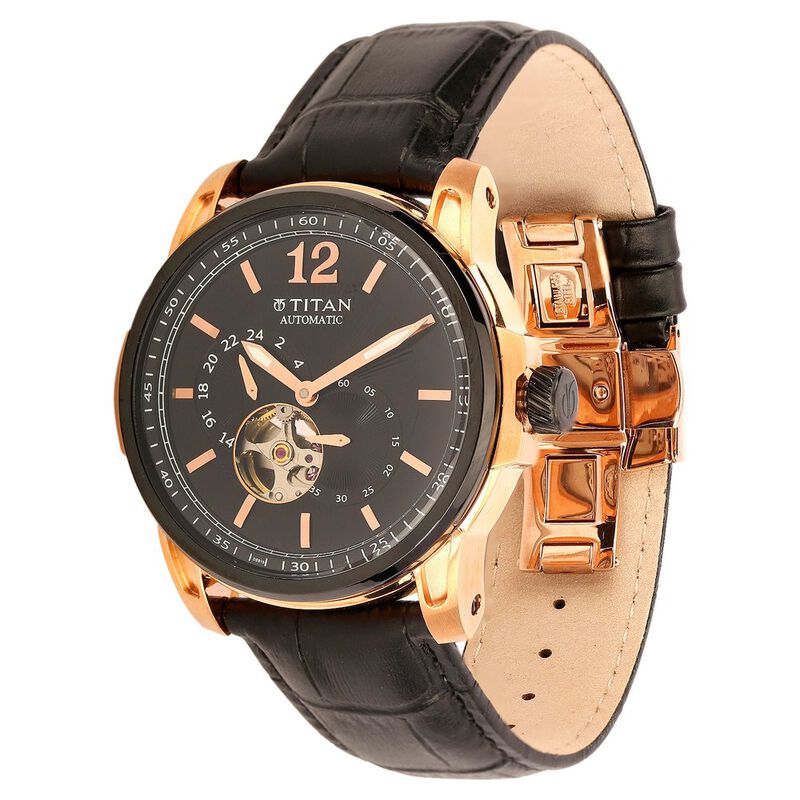 Buy Online Titan Automatic Black Dial Stainless Steel Strap watch for ...
