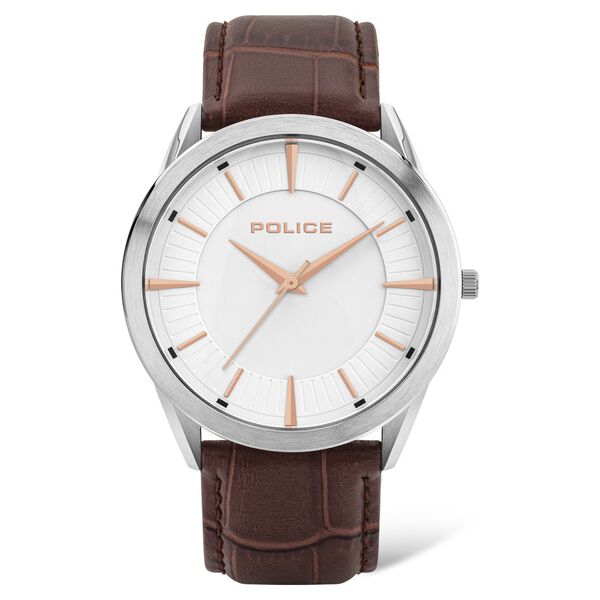Buy Online Police Quartz Analog Silver Dial Leather Strap Watch for Men ...