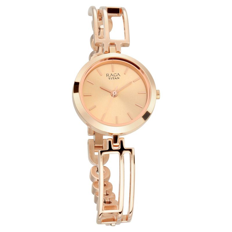 Buy Online Titan Raga Viva Rose Gold Metal Analog Strap Watch for Women ...