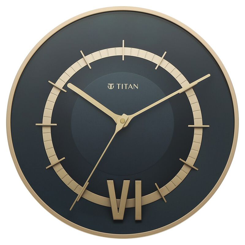 Buy Online Titan Contemporary Wall Clock with Blue Dial Silent Sweep ...