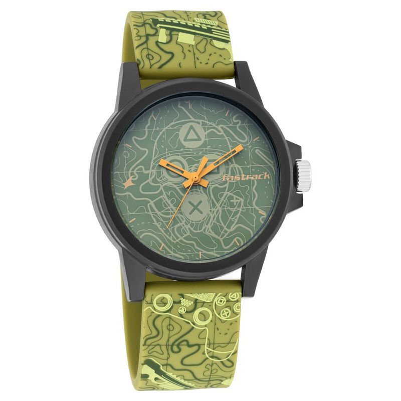 Buy Online Fastrack Arcade Quartz Analog Green Dial Silicone Strap ...