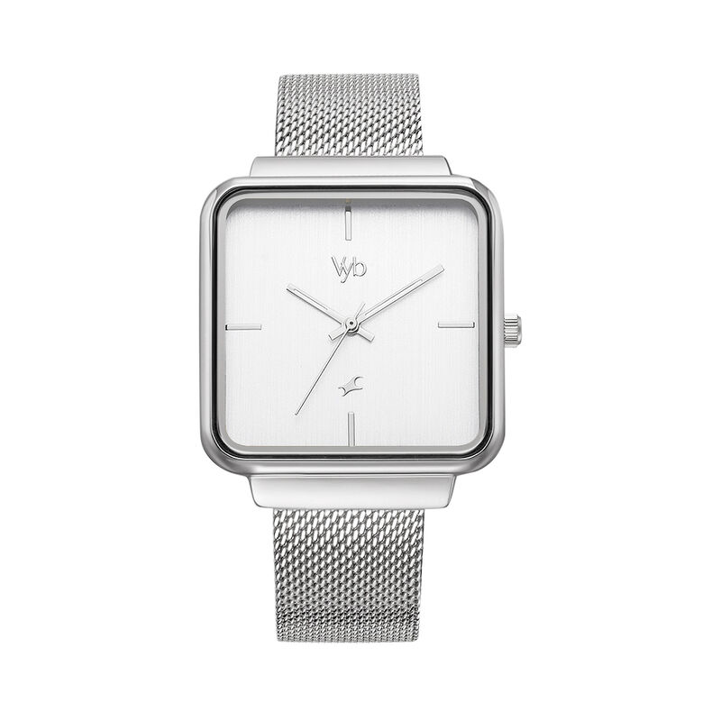 Buy Online Fastrack Vyb Minimalist Quartz Analog Silver Dial Stainless ...