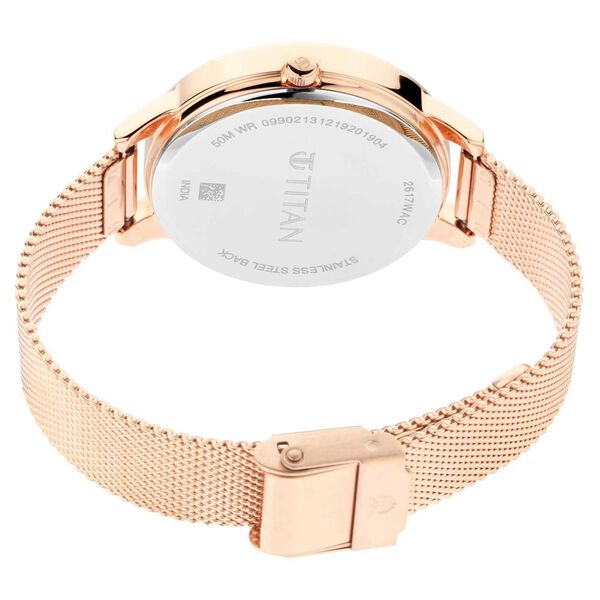 Buy Online Titan Sparkle Rose Gold Dial Quartz Analog Metal Strap Watch ...