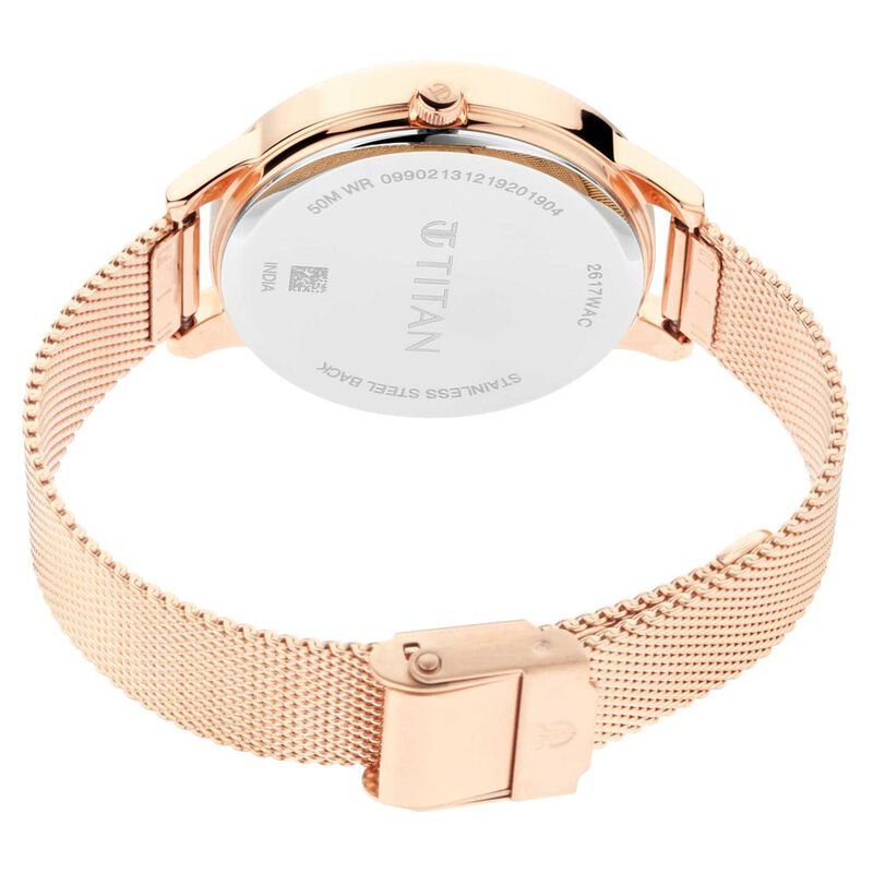 Buy Online Titan Sparkle Rose Gold Dial Quartz Analog Metal Strap Watch ...