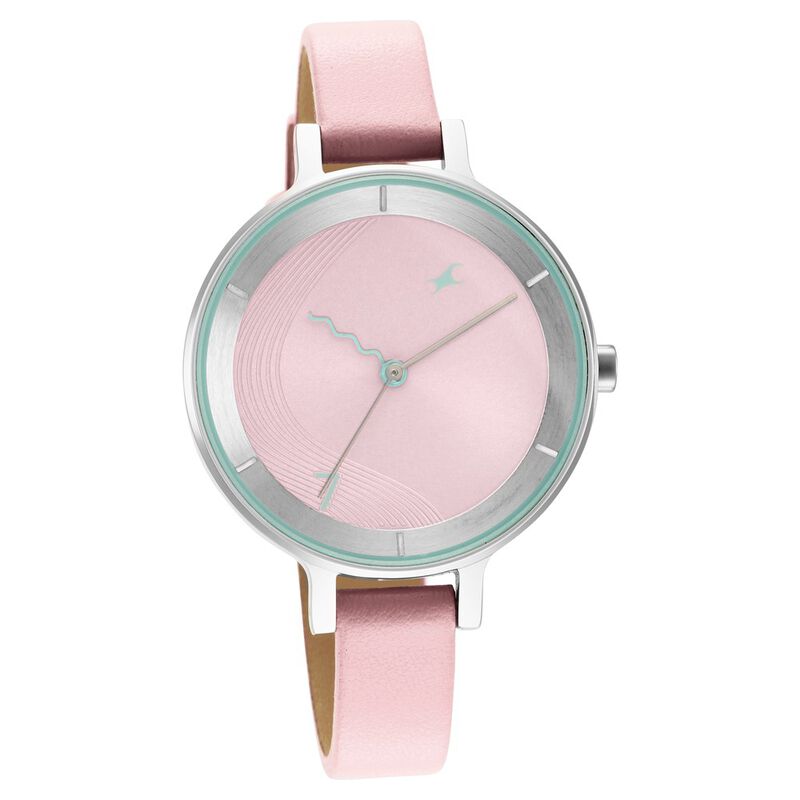 Buy Online Fastrack Stunners Quartz Analog Pink Dial Leather Strap ...