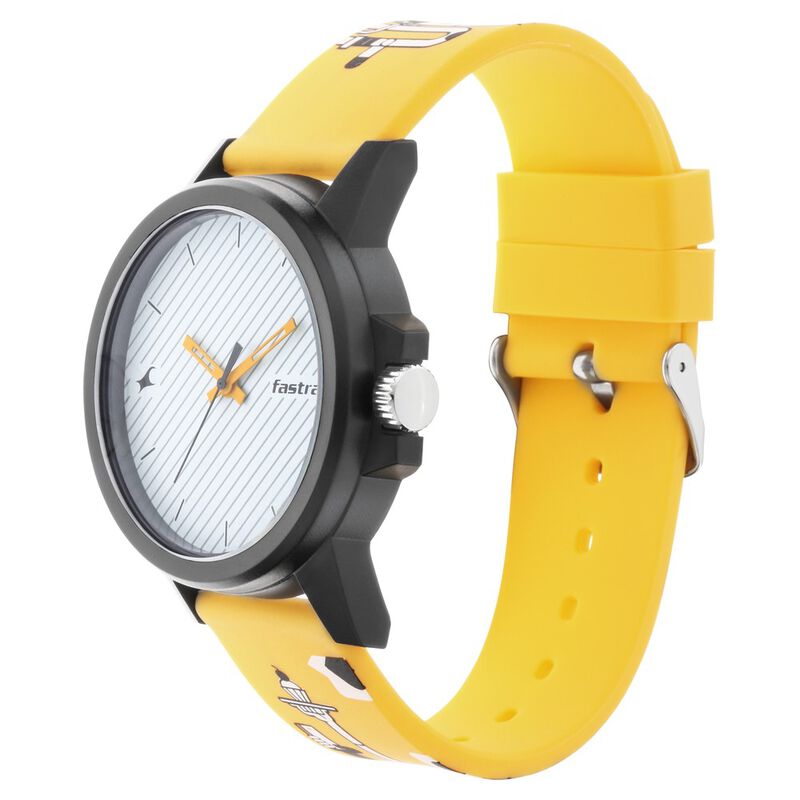 Fastrack Hashtag Quartz Analog White Dial Silicone Strap Unisex Watch
