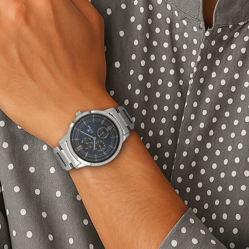 Buy Online Titan Workwear Blue Dial Quartz Multifunction Stainless ...
