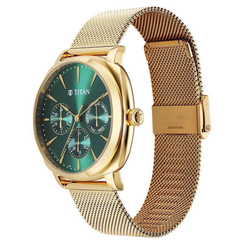 Buy Online Titan Classique Suave Quartz Green Dial Golden Stainless ...