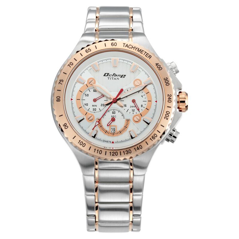 Buy Online Titan Octane White Dial Chronograph Stainless Steel Strap ...