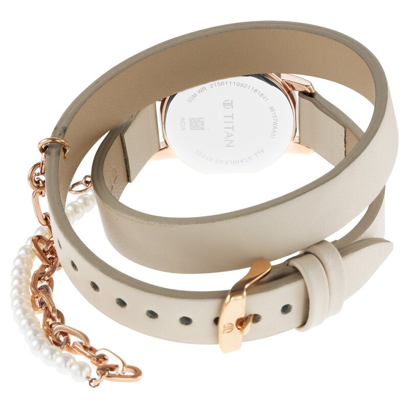 Buy Online Titan Purple Unending Beauty Off White Dial Analog Leather ...