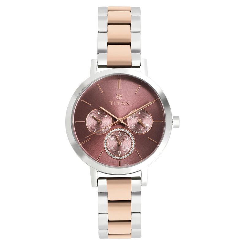 Buy Online Titan Quartz Multifunction Rose Gold Dial Stainless Steel ...