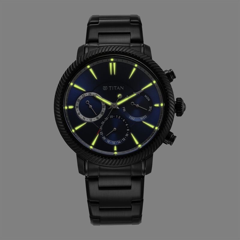 Buy Online Titan Stellar Quartz Multifunction Blue Dial Stainless Steel ...