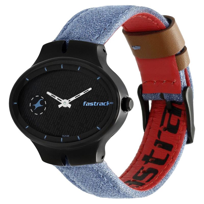 Buy Online Fastrack Denim Quartz Analog Black Dial Denim Strap Watch ...