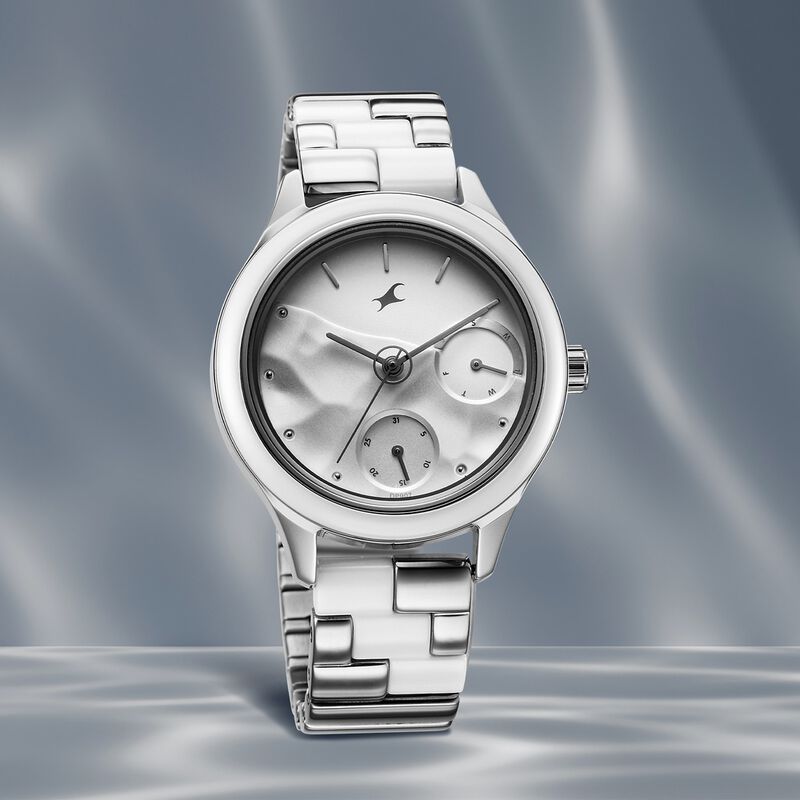 Buy Online Fastrack Cerame Quartz Multifunction Silver Dial With Silver ...