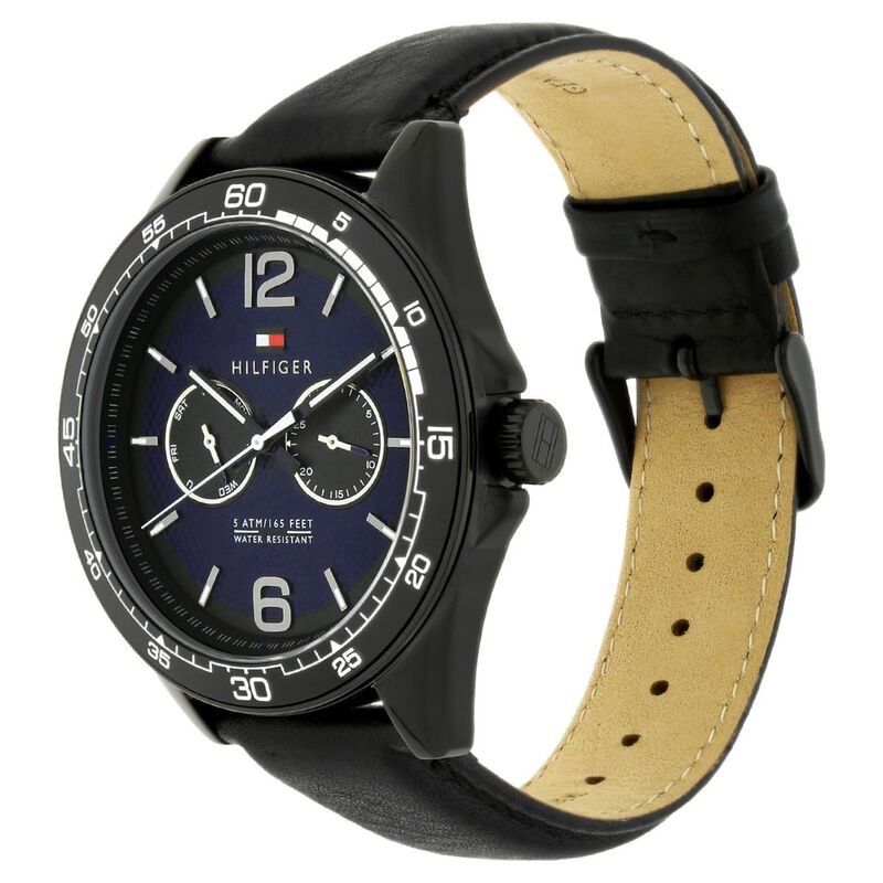 Buy Online Tommy Hilfiger Quartz Multifunction Blue Dial Leather Strap ...