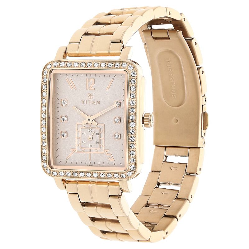 Buy Online Titan Quartz Analog Rose Gold Dial Stainless Steel Strap ...
