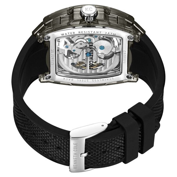 Buy Online Kenneth Cole Automatic Black Dial Black Silicone Strap Oval ...