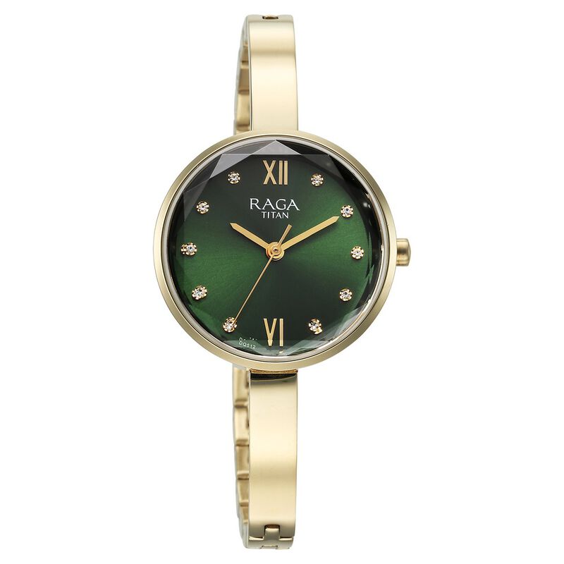 Buy Online Titan Raga Showstopper Quartz Analog Green Dial Metal Strap ...