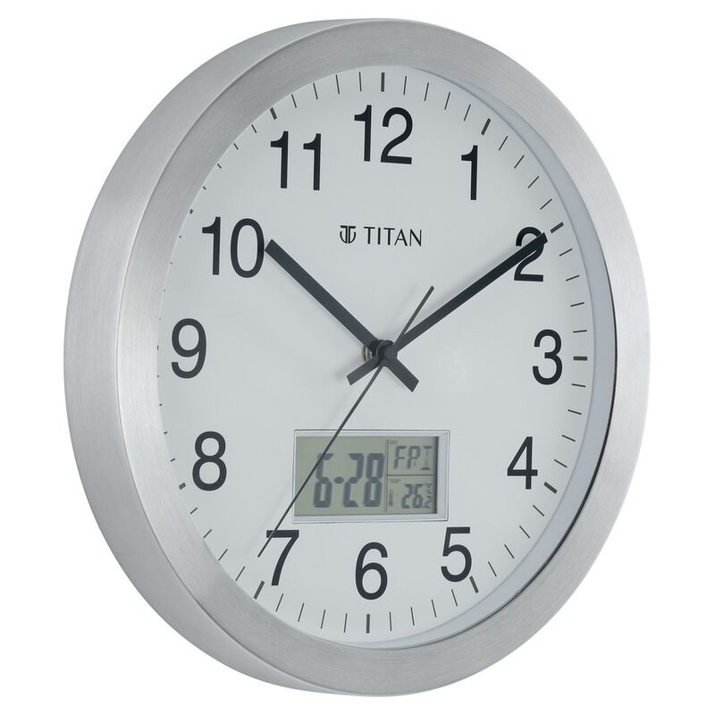 Buy Online Titan Metallic Anadigi Wall Clock White Dial with Digital ...