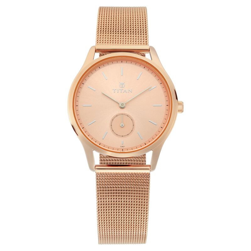 Buy Online Titan Workwear Rose Gold Dial Analog Metal Strap watch for ...