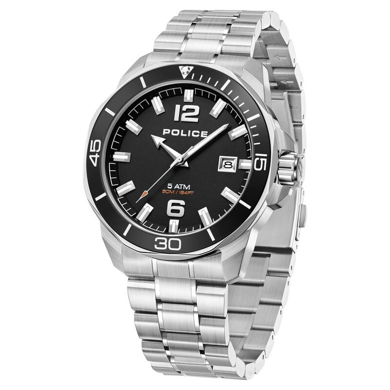 Buy Online Police Quartz Analog with Date Black Dial Stainless Steel ...