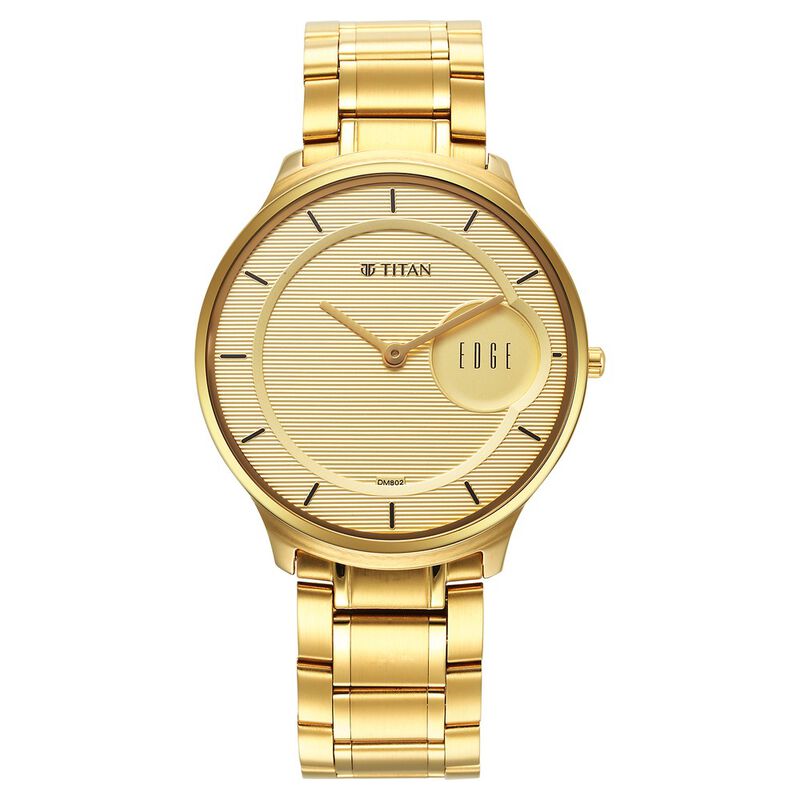 Buy Online Titan Edge Metal Golden Dial Stainless Steel Strap Watch for ...