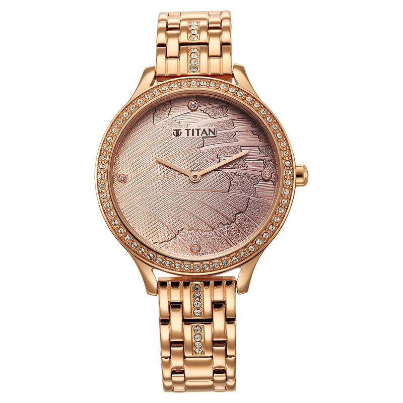 Buy Online Glitz Rose Gold Dial Stainless Steel Strap Watch for Women ...