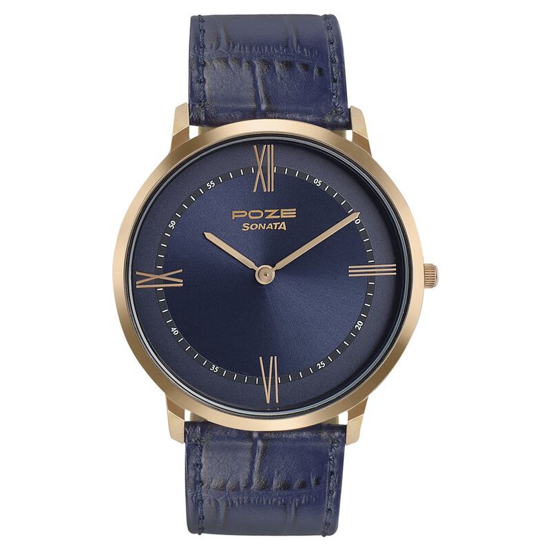 Buy Online Sonata Poze Quartz Analog Blue Dial Leather Strap Watch for ...