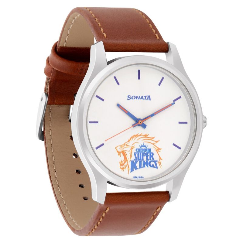 Buy Online Sonata CSK Quartz Analog White Dial Leather Strap Unisex ...