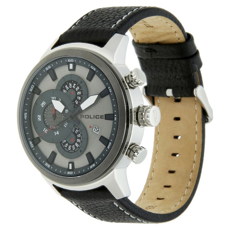 Buy Online Police Quartz Multifunction Silver Dial Leather Strap Watch ...
