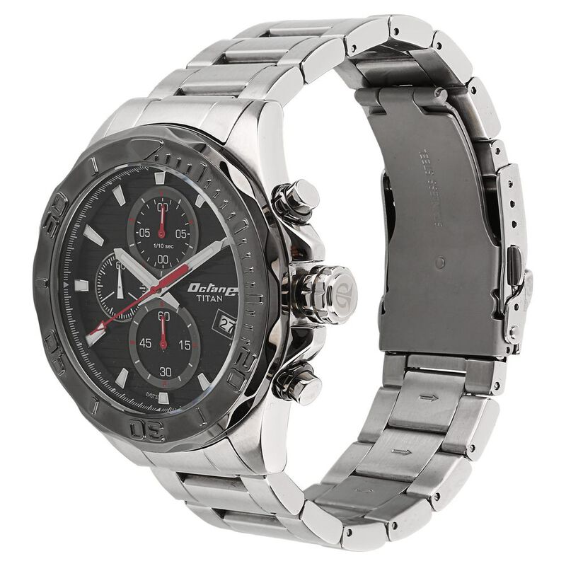 Buy Online Titan Octane Black Dial Chrono Stainless Steel Watch for Men ...