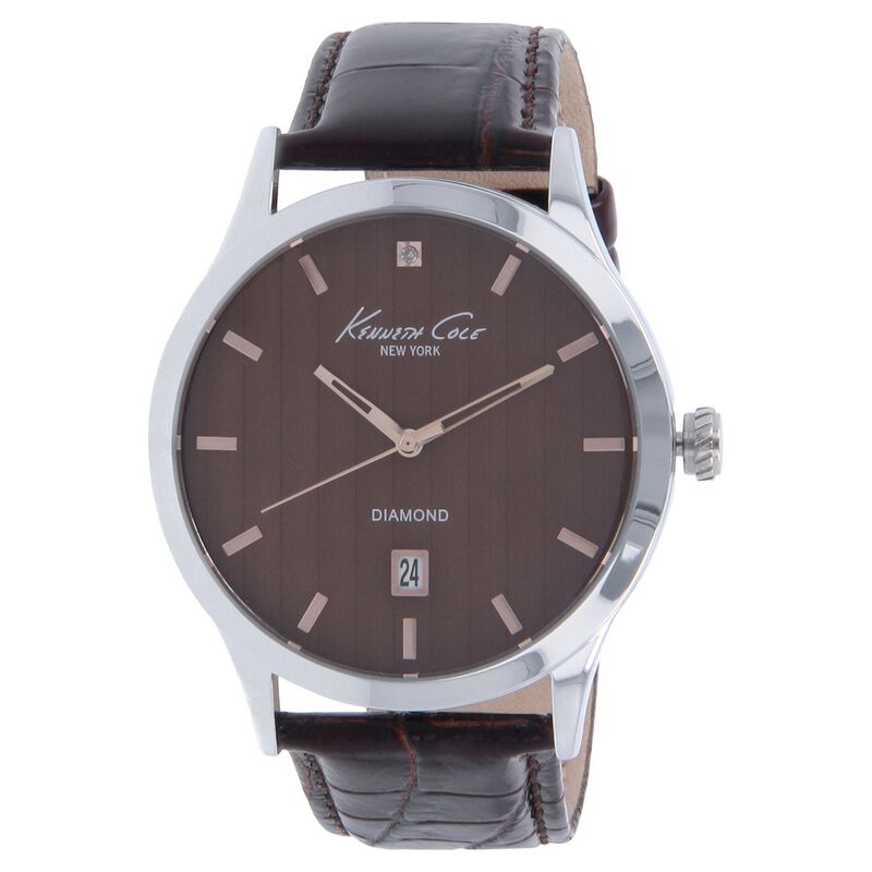 Buy Online Kenneth Cole Quartz Analog Brown Dial Leather Strap Watch ...