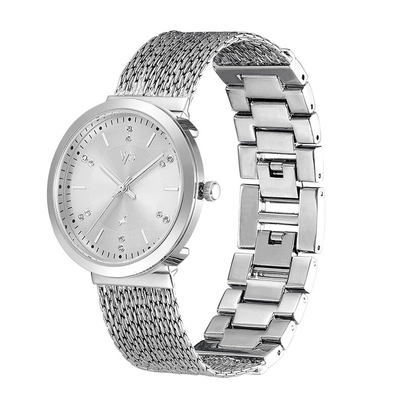 Buy Online Fastrack Vyb Flare Quartz Analog Silver Dial Metal Strap ...
