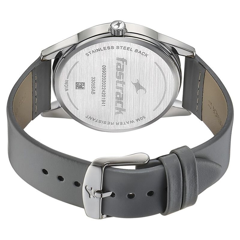 Buy Online Fastrack Stunners Quartz Analog Grey Dial Leather Strap ...