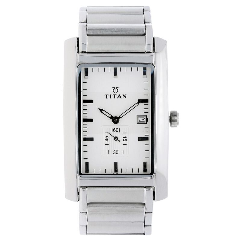 Buy Online Titan Silver Dial Analog with Date Stainless Steel Strap ...
