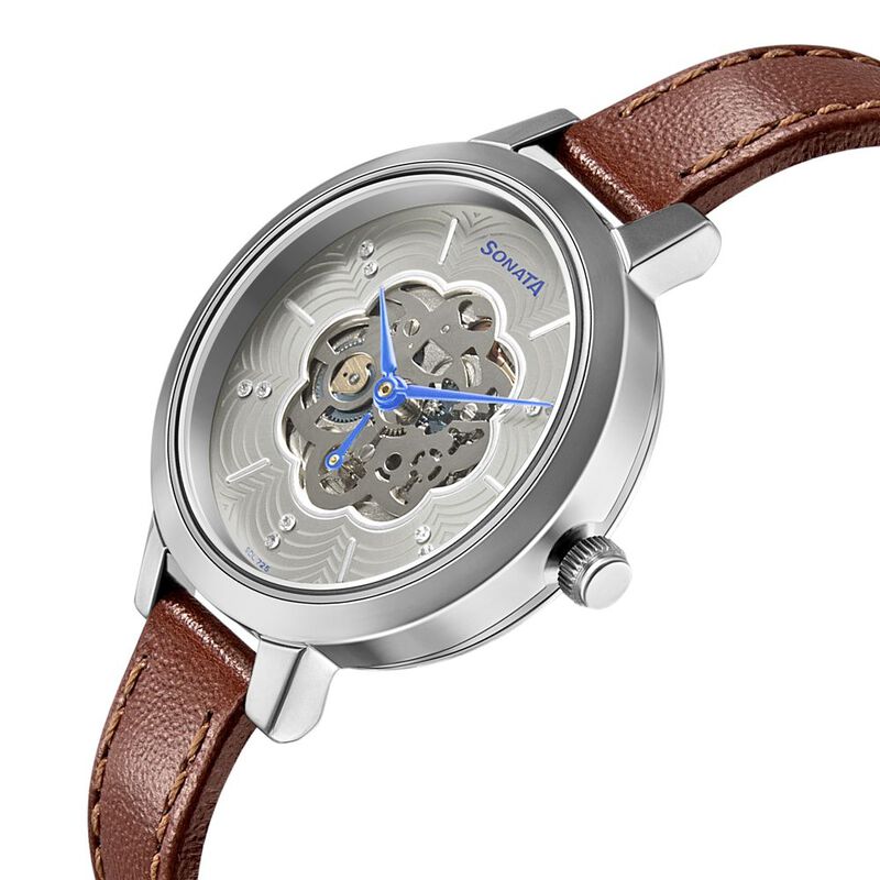 Buy Online Sonata Unveil Quartz Multifunction Leather Strap Watch for ...