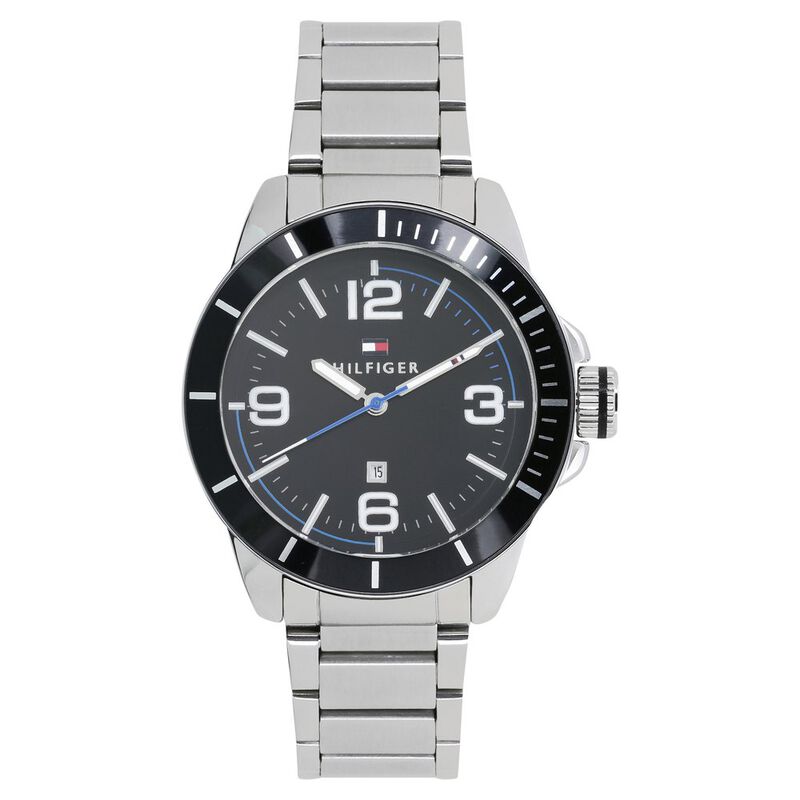 Buy Online Tommy Hilfiger Quartz Analog Black Dial Metal Strap Watch ...